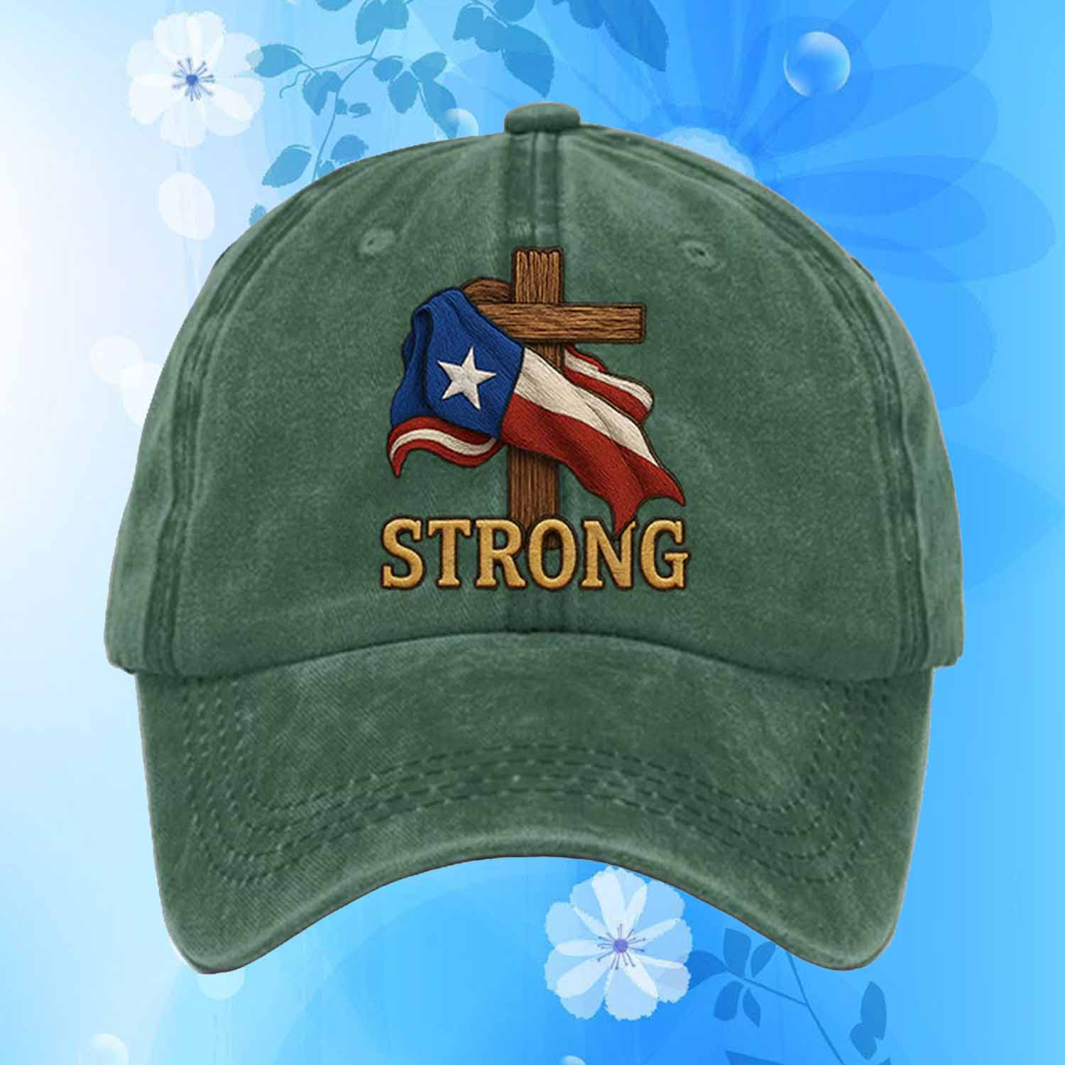 Texas Strong Faith Cross Print Baseball Cap - brastraps.com