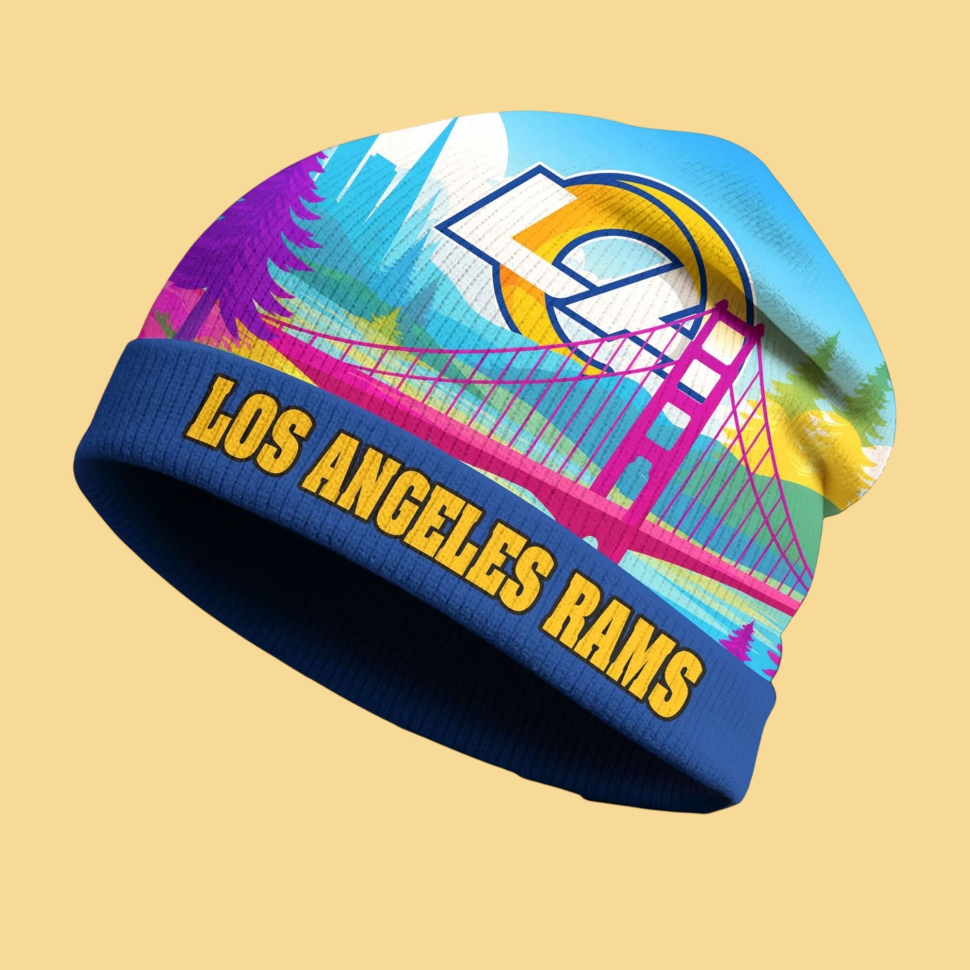 2026 Los Angeles Rams Bad Bunny Bowl LX Beanie Hat - brastraps.com