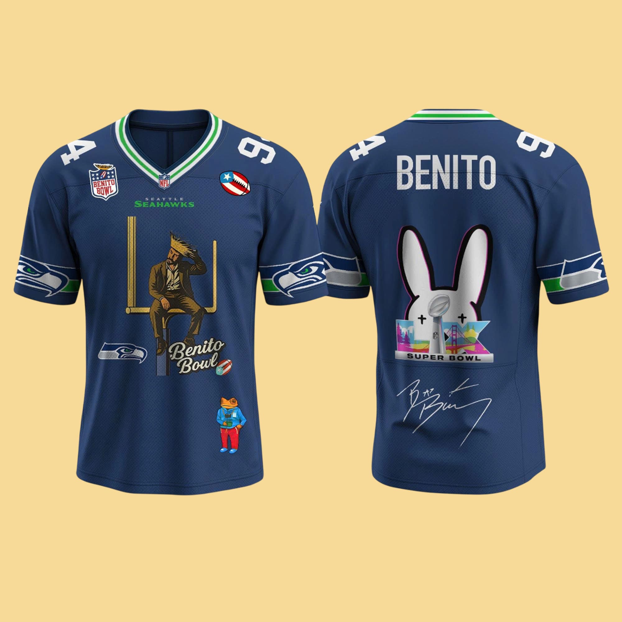 2026 Seahawks x Bad Bunny Super Bowl LX The Halftime Show Jersey ...