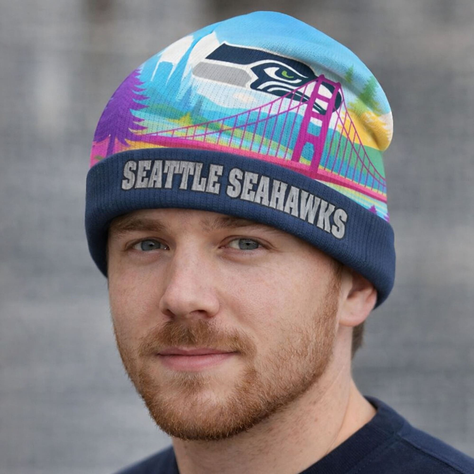 2026 Seattle Seahawks Bad Bunny Bowl LX Beanie Hat - brastraps.com
