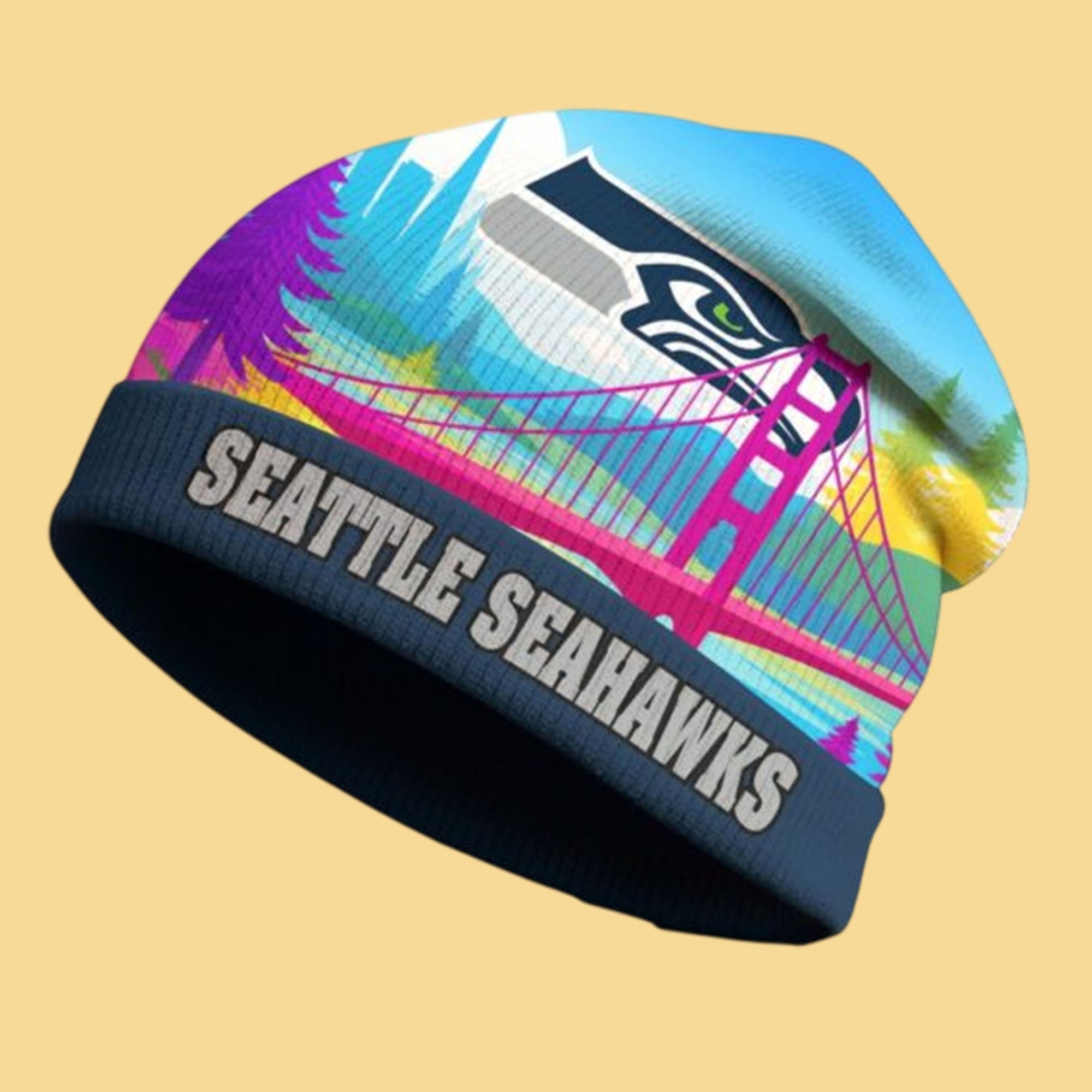 2026 Seattle Seahawks Bad Bunny Bowl LX Beanie Hat - brastraps.com