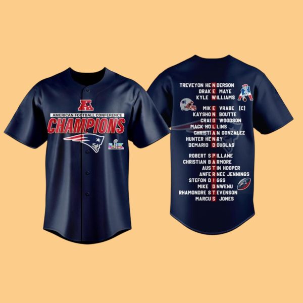 New England Patriots AFC Champions 25 26 Locker Room Trophy Baseball Jersey