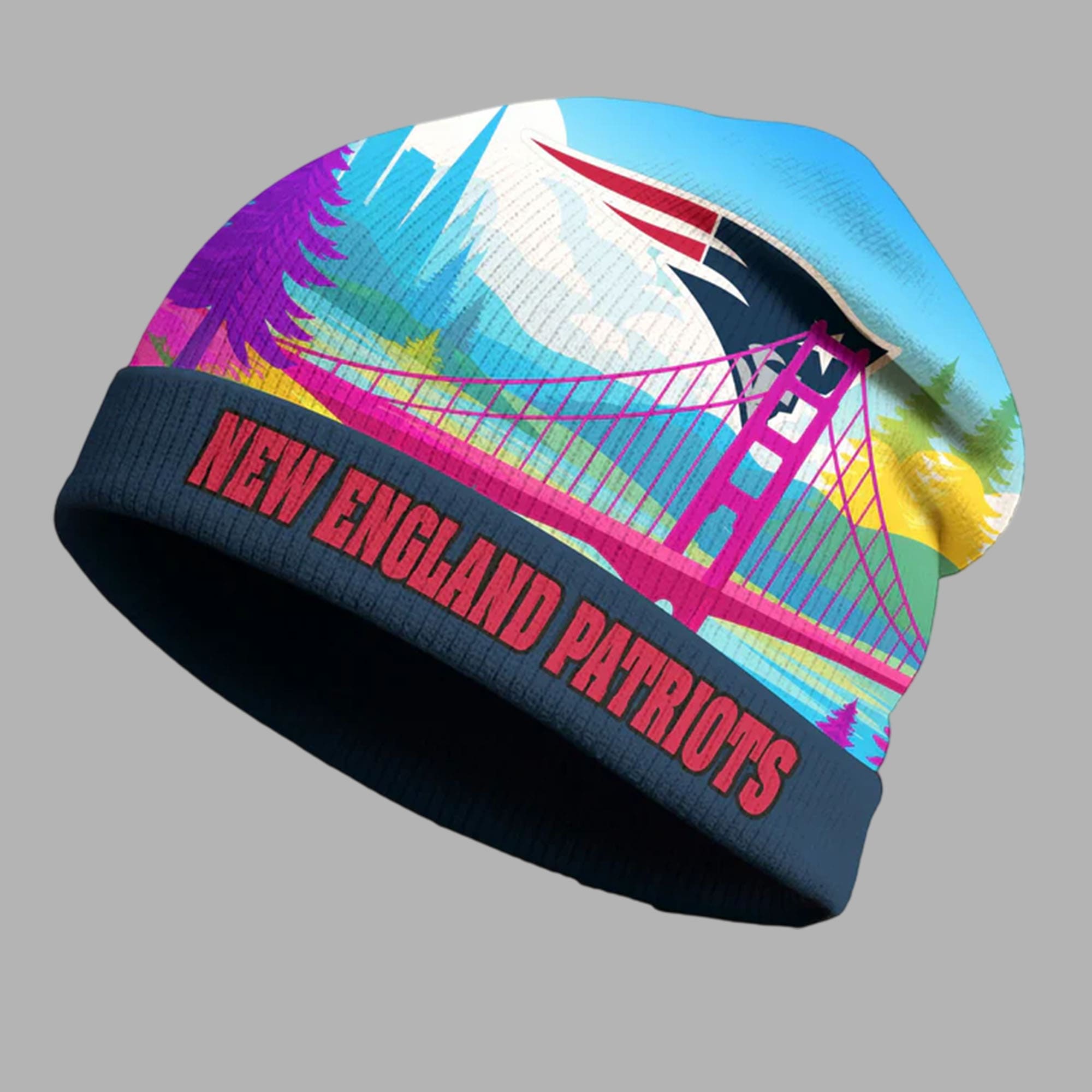 New England Patriots Bad Bunny Super Bowl Lx Beanie Hat - brastraps.com